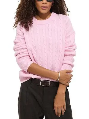 ALEX MILL Katherine Cable Knit Sweater - Sheer Pink
