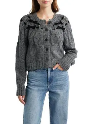 LoveShackFancy Clementian Alpaca & Wool Blend Cardigan - Dark Grey Melange