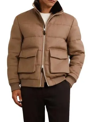 REISS Gerald Puffer Jacket - Light Brown