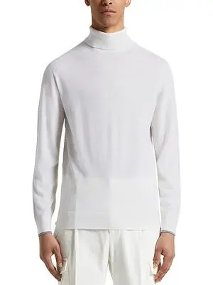 Peserico Brushed Fleece Turtleneck Sweater - Natural White