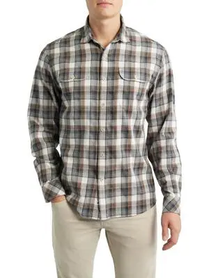 James Campbell Lenox Modern Fit Plaid Cotton Button-up Shirt - Charcoal