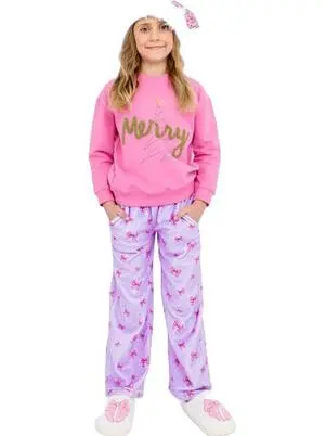 PREPPY GOOSE Plush Holiday Loungewear Pant - Lavender