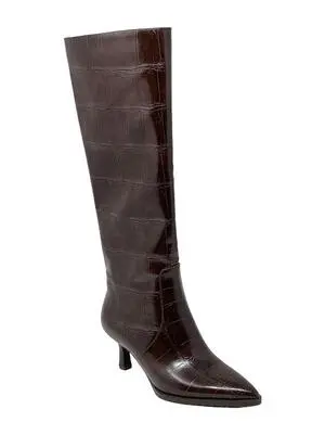 SHU SHOP Vanessa Pointed-toe Knee High Boots - Brown Croco