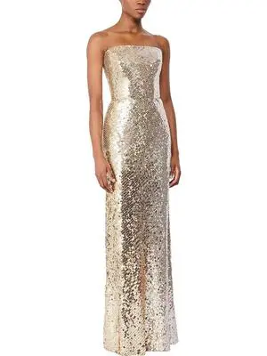 Jenny Packham Caron Sequin-embellished Strapless Maxi Dress - Cashmere