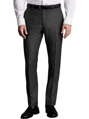 CHARLES TYRWHITT Slim Fit Italian Flannel Suit Pants - Charcoal Grey
