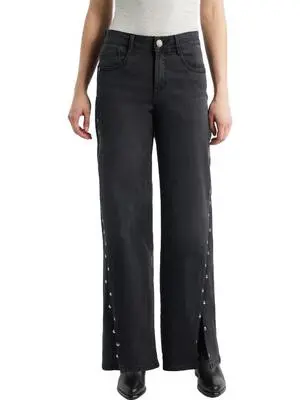 WIT & WISDOM High-Waist Slit Studded Jeans