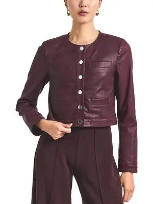 Derek Lam 10 Crosby Penny Stretch Leather Jacket - Black Cherry