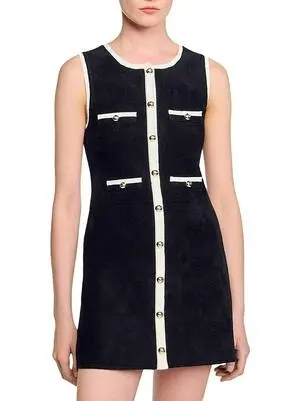 Sandro Velvet Mini Dress - Black