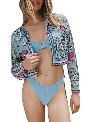 Nasty Gal Embellished Jacket - Turquoise