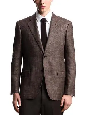 Emporio Armani Regular Fit Suit Jacket - Brown/beige