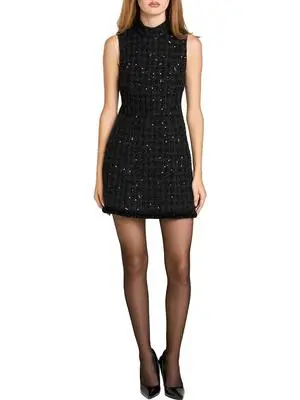 WAYF X Sara Walker Andie Sequin Sleeveless Bouclé Minidress - Black