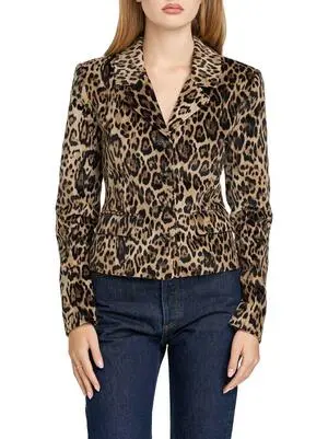 WAYF X Sara Walker Samantha Velveteen Blazer - Leopard