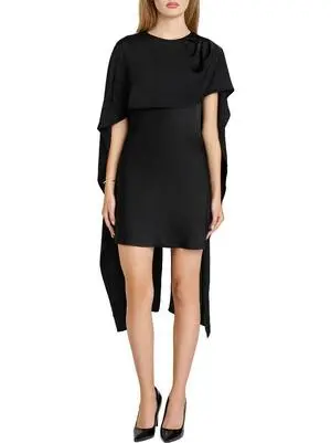 WAYF X Sara Walker Elle Capelet Satin Minidress - Black