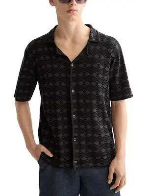 Scotch & Soda Tone On Tone Knitted Camp Shirt - Mini Diamond