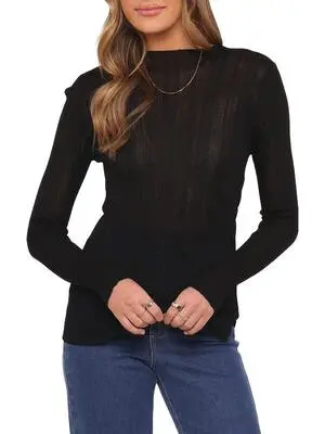 PETAL & PUP Delphine Fine Rib Knit Top - Black