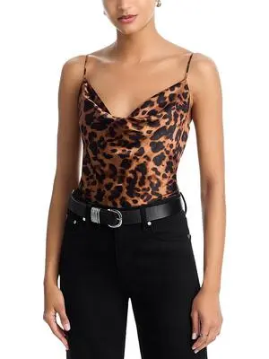 L'Agence Calista Silk Cowlneck Cami - Brown Multi
