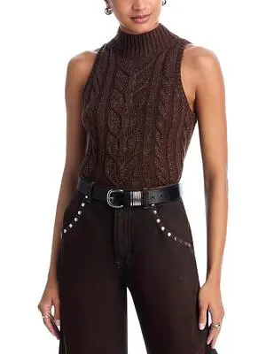 L'Agence Bellini Cable Knit Sleeveless Sweater - Dark Brown