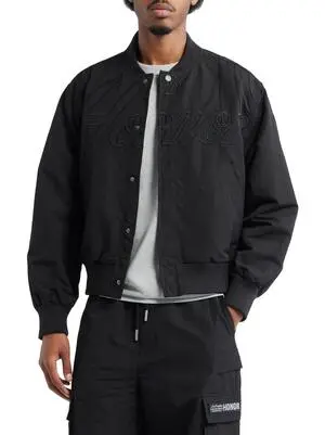 HONOR THE GIFT Logo Embroidery Bomber Jacket - Black