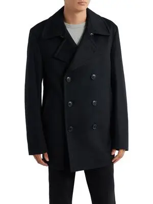 BOSS Hyde Wool & Cashmere Peacoat - Black