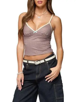 EDIKTED Gingham Cami - Brown