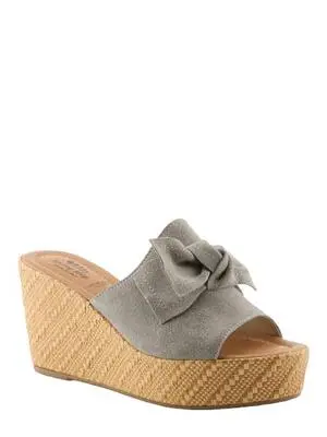 SPRING STEP SHOES Ellyn Platform Wedge Sandal - Grey Suede