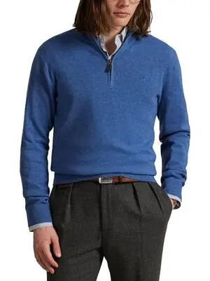 Polo Ralph Lauren Regular Fit Wool Quarter Zip Sweater - Tide Pool Blue Heather