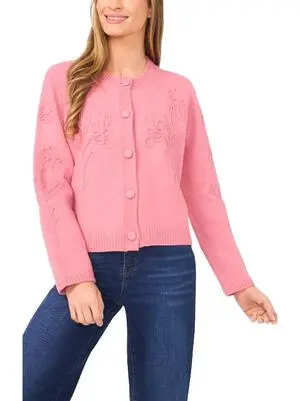 CECE DUPRAZ Floral Soutache Cardigan - Rose
