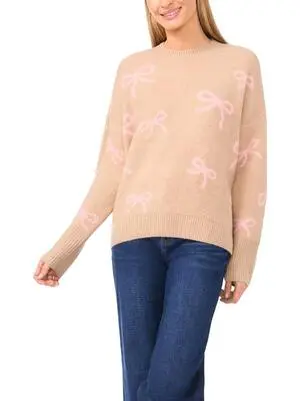CECE DUPRAZ Jacquard Crewneck Sweater - Coastal Beige