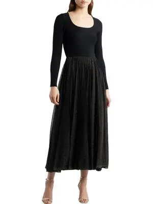 Elie Tahari Angelique Metallic Pleated Maxi Dress - Noir/gold Lurex