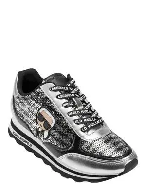 Karl Lagerfeld Paris Platform Sneakers Silver/black