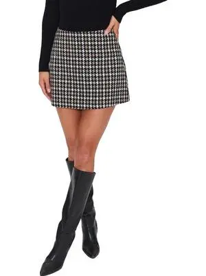 VICI Textured Check A-line Miniskirt - Black/taupe