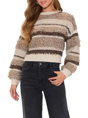 VICI Striped Bouclé Knit Sweater - Taupe