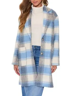 VICI Geneva Brushed Plaid Coat - Blue Multi