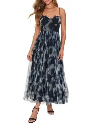 VICI Dark Romance Pleated Maxi Dress - Black Floral