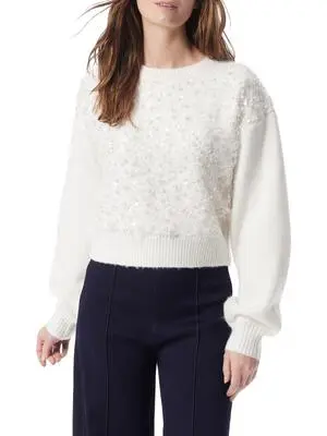 DO BY DEE OCLEPPO Sequin Embellished Crewneck Sweater Gardenia