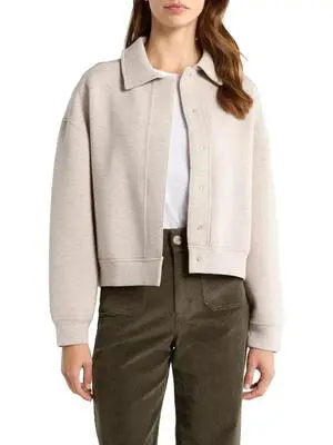 Travis Mathew Cloudscape Button-Up Jacket Heather Savannah Tan