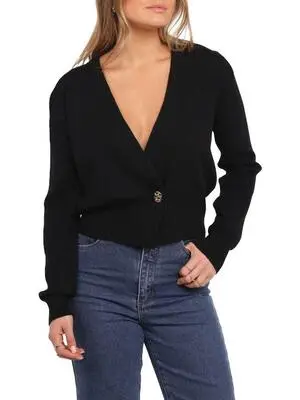 PETAL & PUP Caterina One-Button Cardigan Black