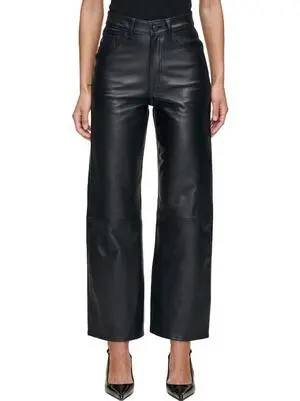 DL1961 Karmine High-waist Wide-leg Leather Pants - Obsidian