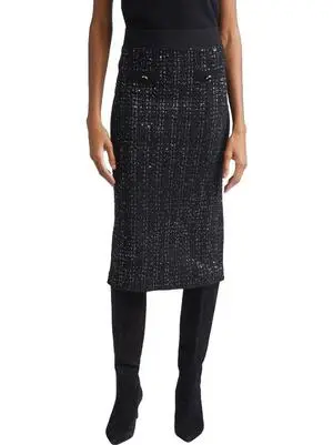Veronica Beard Corbin Sequin Knit Pencil Skirt - Black