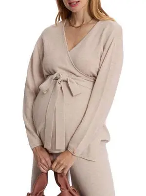 CACHE COEUR Beverly Maternity Wrap Sweater - Beige