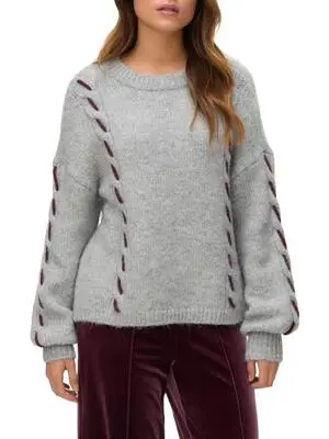 Vero Moda Ilina Oversize Mélange Sweater - Light Grey Melange D