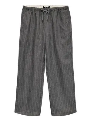 Vero Moda Pinstripe Wide Leg Drawstring Pants - Dark Grey Melange De