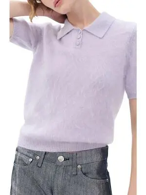 Rag & Bone Jada Brushed Cashmere Polo Sweater - Lavender