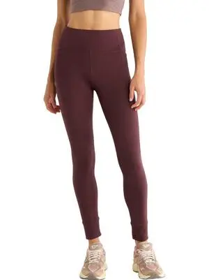 Zella Cozy Tech Pocket Leggings Burgundy Fudge