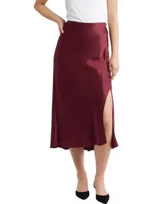 Rails Maya Satin Midi Skirt - Garnet