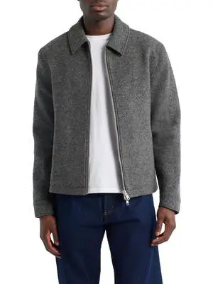 WAX LONDON Eldon Boiled Wool Zip Jacket - Mid Grey