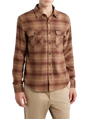 Brixton Bowery Plaid Flannel Button-up Shirt - Chocolate/khaki