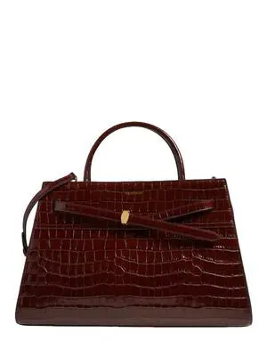 Veronica Beard Large Croc Embossed Leather Tote - Chestnut