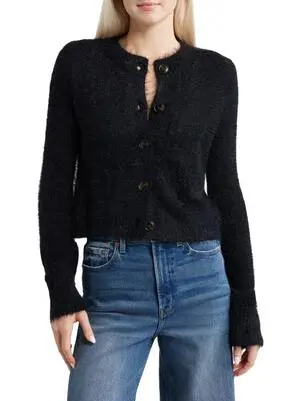 ALL IN FAVOR Fuzzy Knit Cardigan - Black
