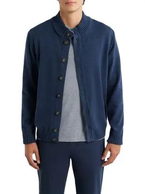 EMANUEL BERG Merino Wool & Cashmere Cardigan - Dark Blue